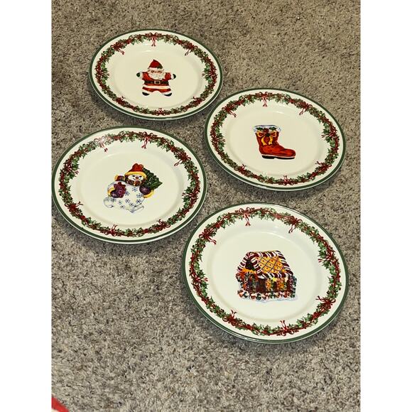 Kitchen | Christopher Radko Holiday Celebrations Salad Plates Santa ...